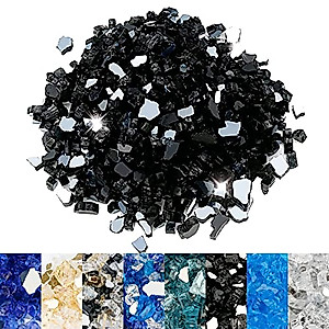 Utheer Fire Pit Rock for Fireplace, 1/2 Inch Black Reflective Fire Glass for Propane Fire Pit, Fire Pit Glass Rocks Safe for Outdoors and Indoors Gas Fire Pit, 10 lbs