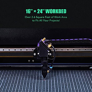 OMTech 60W CO2 Laser Engraver, 16x24 Inch 60W Laser Engraving Machine with Ruida Controller 2 Way Pass Doors Air Assist RDWorks Wheels, Laser Marking Etching Machine for Wood Acrylic Paper Fabric More