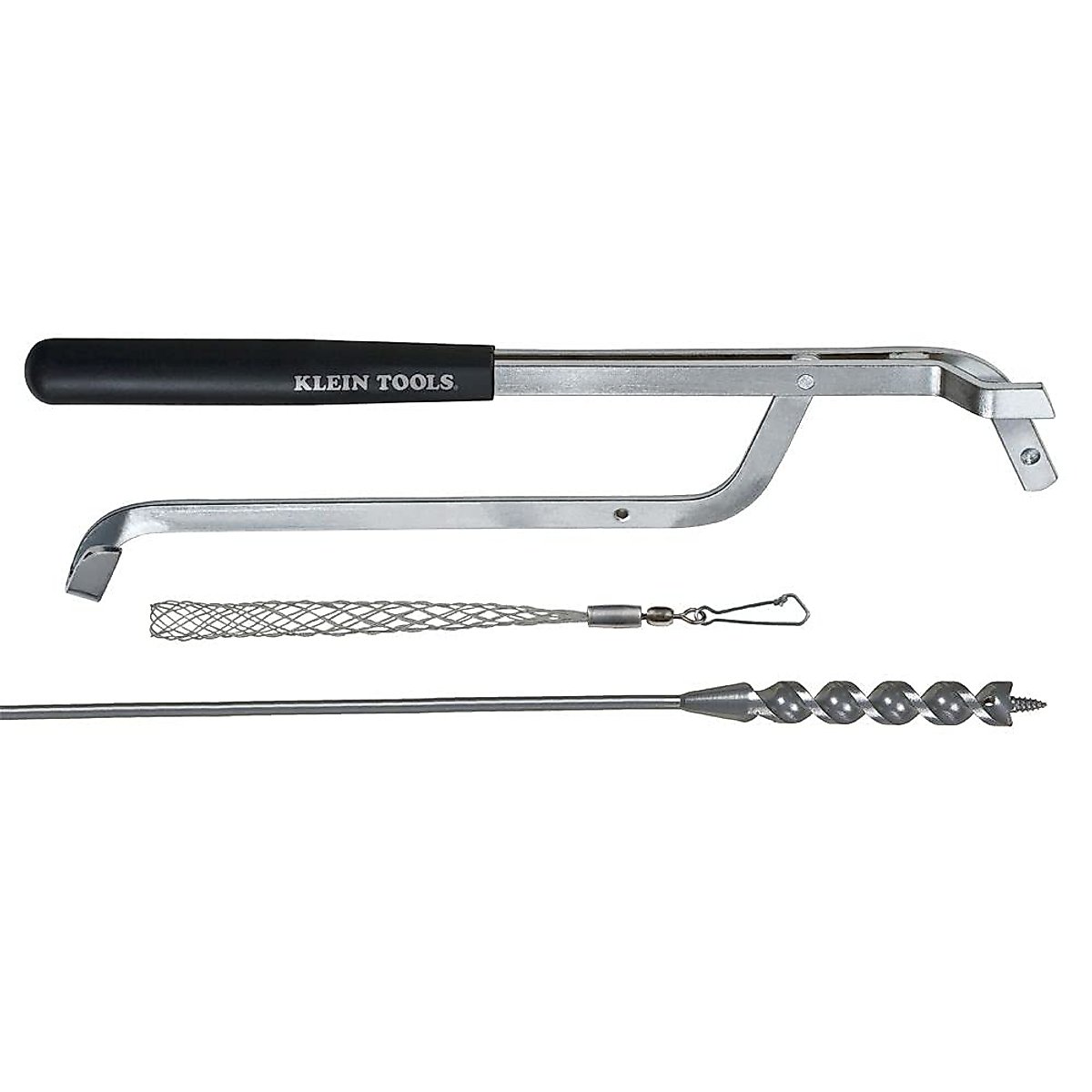 Klein Tools 53721 Flex Bit Kit with 9/16-Inch x 54-Inch Flex Bit Auger, Placement Tool and Wire Pulling Grip for Pulling Wire Behind Walls