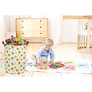 Sanjiaofen Girls Laundry Hamper,Sunflower Laundry Basket Collapsible Girls Storage Baskets for Home Decor,Office,Toy Organizer,(Sunflower)