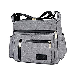 Wxnow Purses and Shoulder Handbags for Women Casual Travel Bag Messenger Cross Body Crossbody Bag Oxford Nylon Bags Purses Light Grey