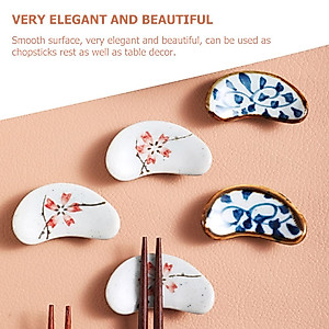Luxshiny 4pcs Ceramic Chopstick Rest Paint Brush Holder Japanese Spoon Rest Kitchen Utensil Rest Chopstick Holder Ceramic Spoon Rest Tableware Rest Multifunction Ceramics Dishwasher