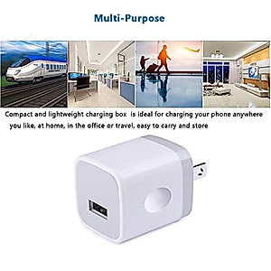 Charging Block for iPhone, Charger Box, USB Cube, NonoUV 10-Pack Single Port Wall Charger 1A/5V USB Outlet Plug Adapter Power Bricks for iPhone 13 12 11 Pro SE XR XS X 8 7 6 6S Plus, iPad, Samsung