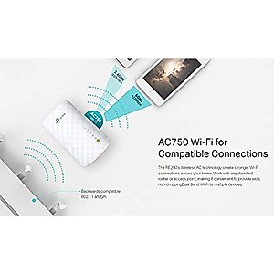 TP-Link AC750 Wifi Range Extender | Up to 750Mbps | Dual Band WiFi Extender, Repeater, Wifi Signal Booster, Access Point| Easy Set-Up | Extends Wifi to Smart Home & Alexa Devices (RE200)