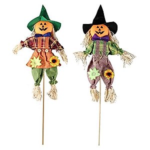 IFOYO Fall Harvest Scarecrow Decor, 2 Pack Happy Christmas Decorations 23.6 Inch Scarecrow Christmas Decoration for Garden, Home, Yard, Porch, Thanksgiving Decor