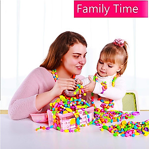 630+pcs Pop Beads Jewelry Making Kit for Kids Snap Beads Kit for Toddlers Arts Crafts DIY Hairband Necklace Bracelet Ring Beads Creativity Toys for 3456789 Year Old Girls