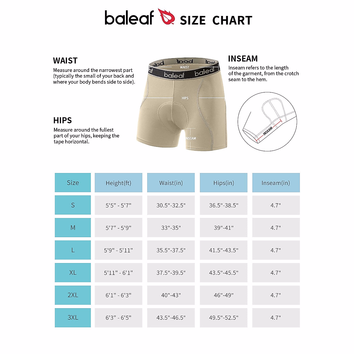 BALEAF Men's 4D Padded Bike Shorts Cycling Underwear with Padding Road Biking MTB Liner Shorts Bicycle Gear Grayish Green 3XL