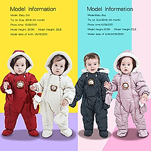 Newest Baby Windproof Snowsuit Animal Pattern Breathable Romper Ear Fleece Hoodie Footie for 18-24M Gray(F1)