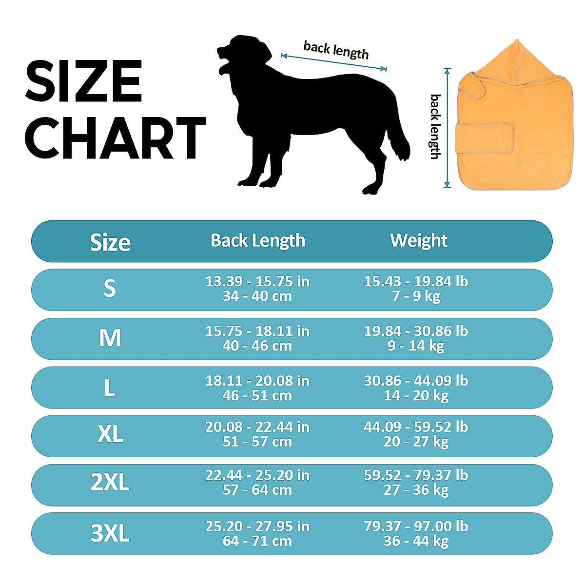 Avont Dog Bathrobe - Super Absorbent Pet Drying Towel Bath Robes After Bath Shower Swim Wet Walk for Puppies -Yellow(S)