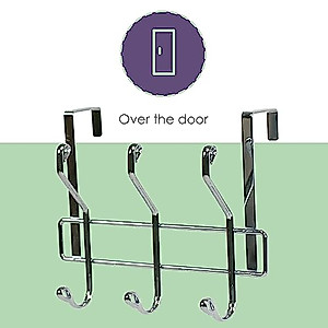 Home Basics 3 Dual Hook Over the Door Hanging Organizing Rack, Multi-purpose for Hanging Clothes, Towels, Coats, Rust Resistant, Chrome