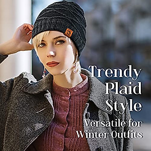 URECOVER Winter Beanie Hats for Men - Black Unisex Slouchy Knit Fleece Cap for Women, Toboggan Hat Christmas Stocking Stuffers Birthday Gifts for Men Women