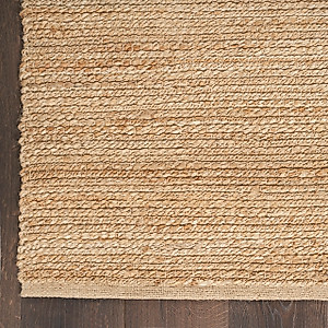 Nourison Natural Jute Solid Natural 2' x 3' Area -rug, Easy -cleaning, Non Shedding, Bed Room, Living Room, Dining Room, Kitchen (2x3)