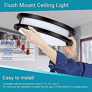 Drosbey 24W Dimmable LED Ceiling Light Fixture, 10 inch Oil Rubbed Bronze Flush Mount Ceiling Lights for Bedroom, Bathroom, Kitchen, 3000K/4000K/5000K Adjustable, Super Bright 2200LM