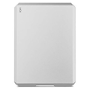 LaCie Mobile Drive, 2 TB , External Hard Drive HDD – Moon Silver, USB-C USB 3.0, With Rescue Services (STHG2000400)