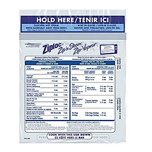 Ziploc Zip 'n Steam Food Storage Bags for Meal Prep, Healthy Meals in Minutes, Microwave Safe, 10 Count