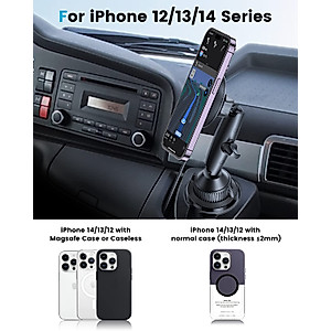 APPS2Car for Magsafe Car Mount Charger Tri-Pivot Magnetic Wireless Cup Holder Phone Mount for Car Truck with Cooling Fan Fast Charging for iPhone 15 14 13 12 Series Magsafe Case [with Car Adapter]