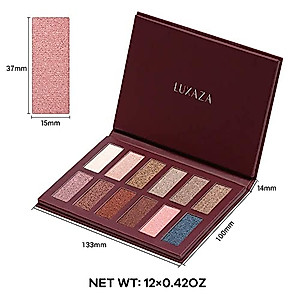 LUXAZA Neutral Nudes Makeup Eyeshadow Palette Brown Metallic, Warm Natural Bronze Copper Pearl Shimmer Satin Eye Shadow, Highly Pigmented Makeup Palette…