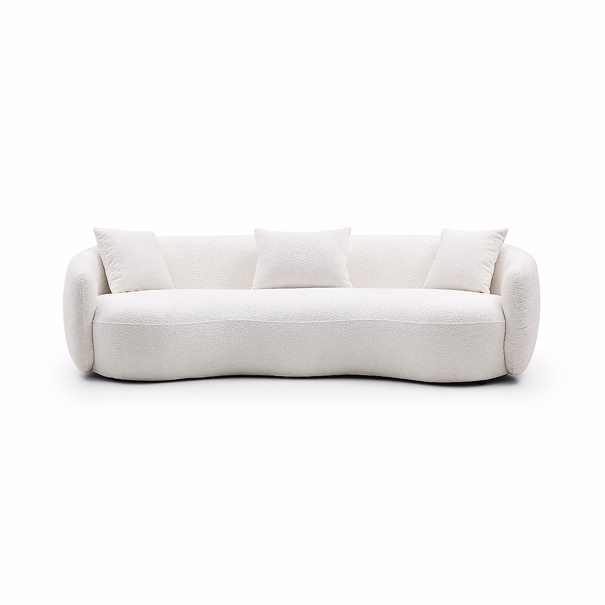 SSC SATISUNCASA 93.6'' Modern Boucle Curved Sofa for Living Room, Luxury Modern Comfy Curved Couch for Apartment, Reception Place, 4 Seater (White Boucle + 93.6" w)