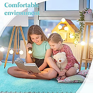 100 Tiles Interlocking Carpet Tiles Soft Fluffy Baby Play Mat Short Coral Fleece Foam Puzzle Floor Mats for Children Kids Toddler Play Area Home Bedroom Parlor (Lake Blue)