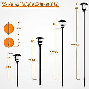 ZOOHAR Stainless Steel Light Poles Solar Lights Poles with Spikes Replacement ABS Lights Stakes for Christmas Garden Lights (8 Pieces)-8 Light Poles + 2 Lights Stake