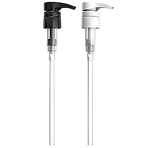 Bar5F Universal Pumps for Shampoo Conditioner Lotion Body Wash, Fits 1" Inch Bottle Necks, 1 Liter 33.8-Ounce Bottles, Black and White 2-Pack