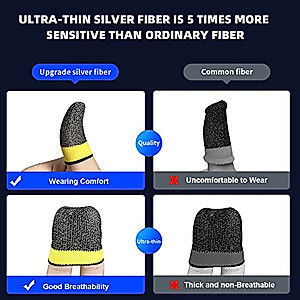 10 PCS Gaming Finger Sleeve, Mobile Controller Thumb, Highly Conductive 100% Silver Thread, Anti-Sweat Breathable Protect Finger Touchscreen Finger Sleeve for Mobile Phone Games (Fluorescent Green)