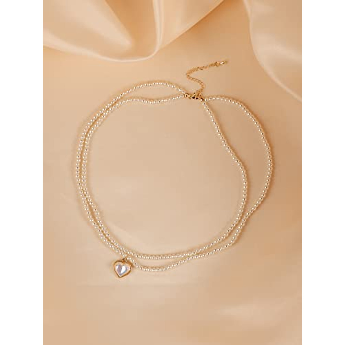 OJERRY Simple Y2K Layered Heart Pearl Choker Necklaces Coquette Aesthetic Jewelry for Women Trendy, Dainty Faux Pearl Choker Necklace for Women