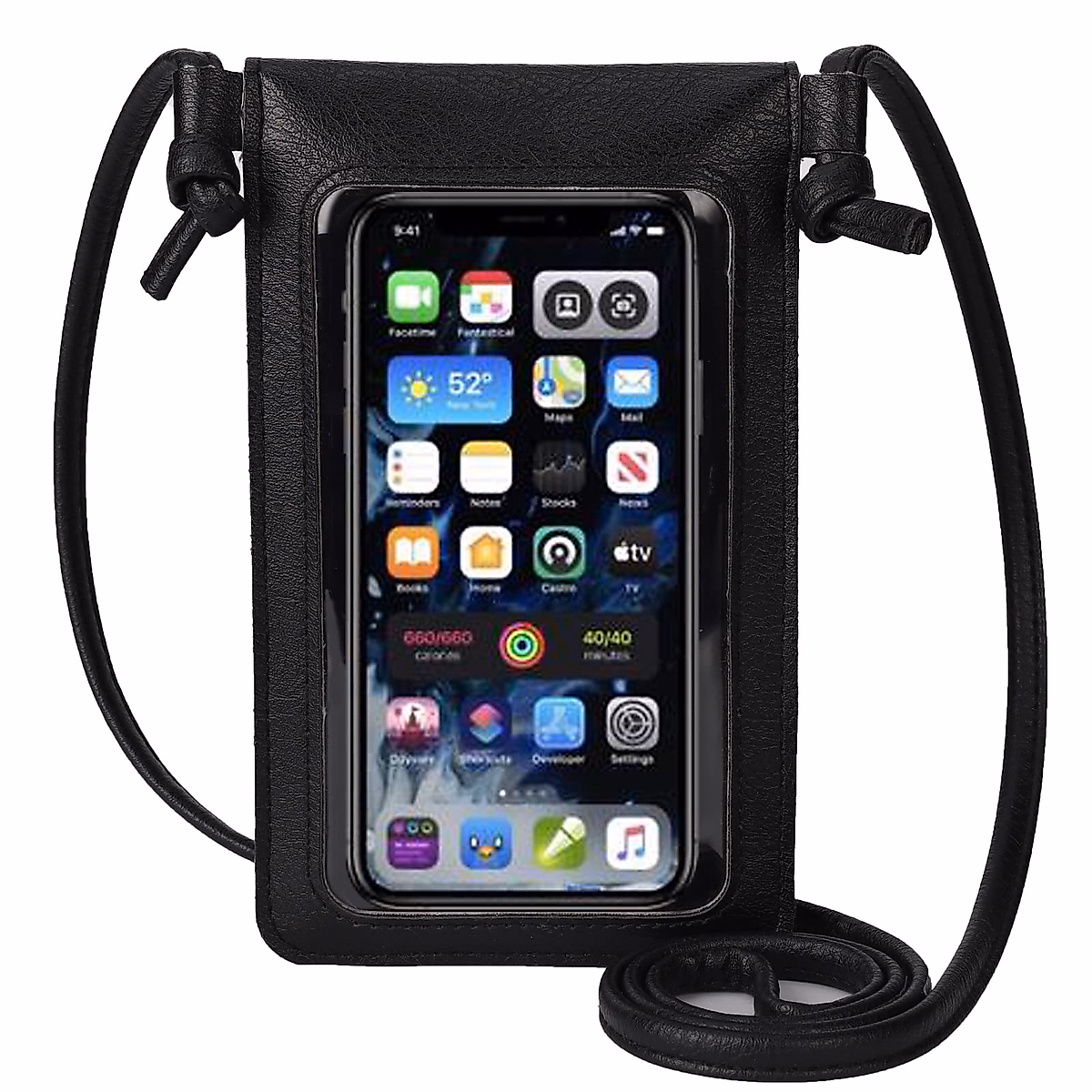 Cell Phone Purse Crossbody for Women Mini Mobile Phone Pouch Shoulder Bag Lightweight Leather Small Clear Bag with Strap