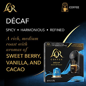 L'OR Coffee Pods, 30 Capsules DECAF Medium Roast, Single Cup Aluminum Coffee Capsules Exclusively Compatible with the L'OR BARISTA System