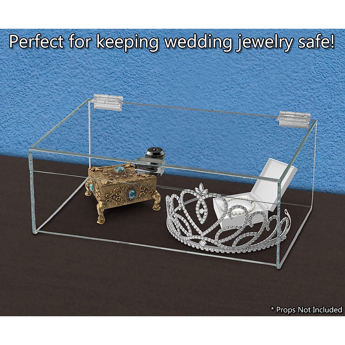 Acrylic Locking Display Case with Keys 12" x 9" x 5" Clear Countertop Rectangular Lucite Tray with Lid for Tradeshows Expos Flea Markets and Swap Meets by Marketing Holders