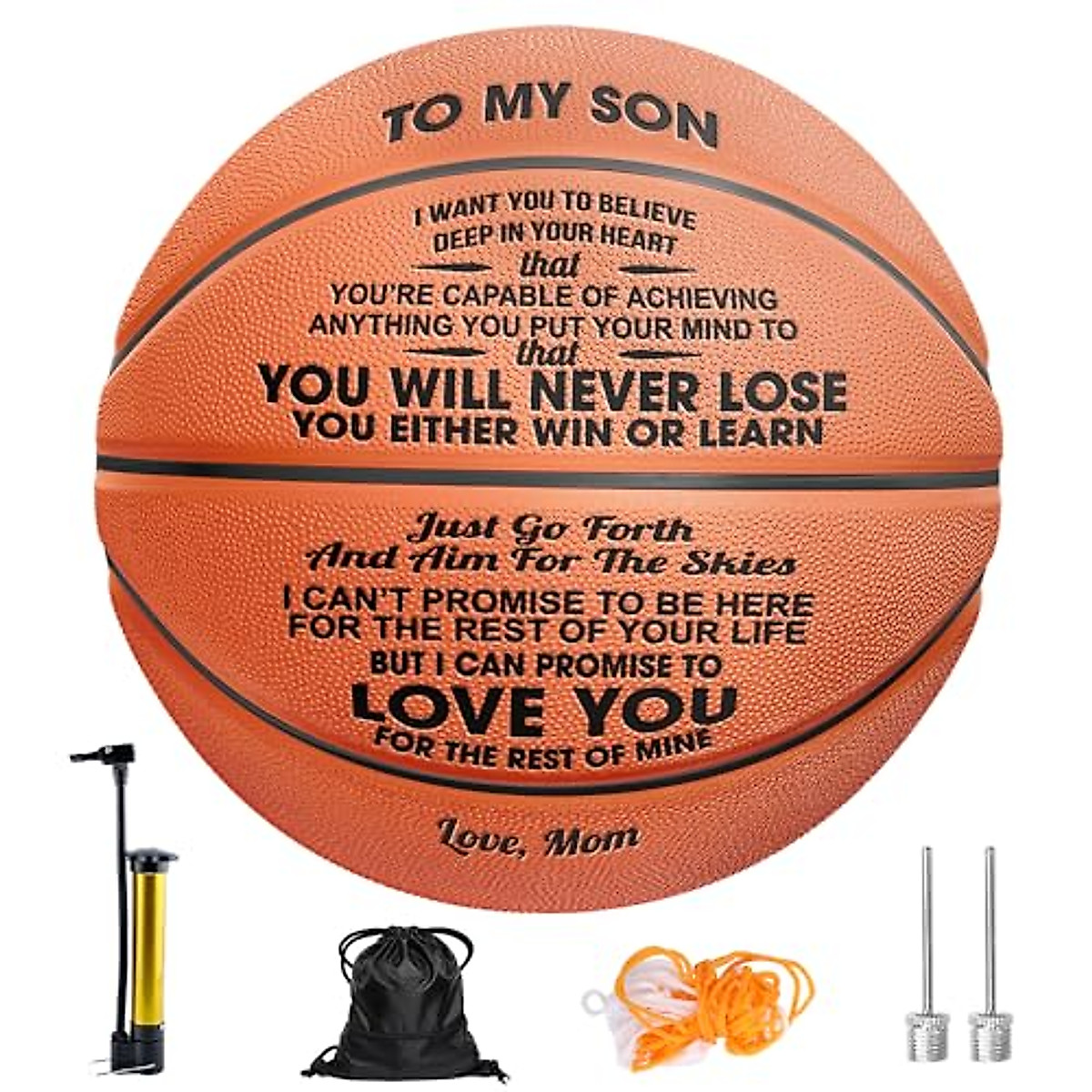 Fathers Day Birthday Gifts For Men, Kids, Graduation Gifts For Son, Grandson From Dad, Mom, Grandparents, Engraved 29.5" Basketball Size 7, Gifts For Teen Boys, Gifts For Him, Men Gifts For Birthday