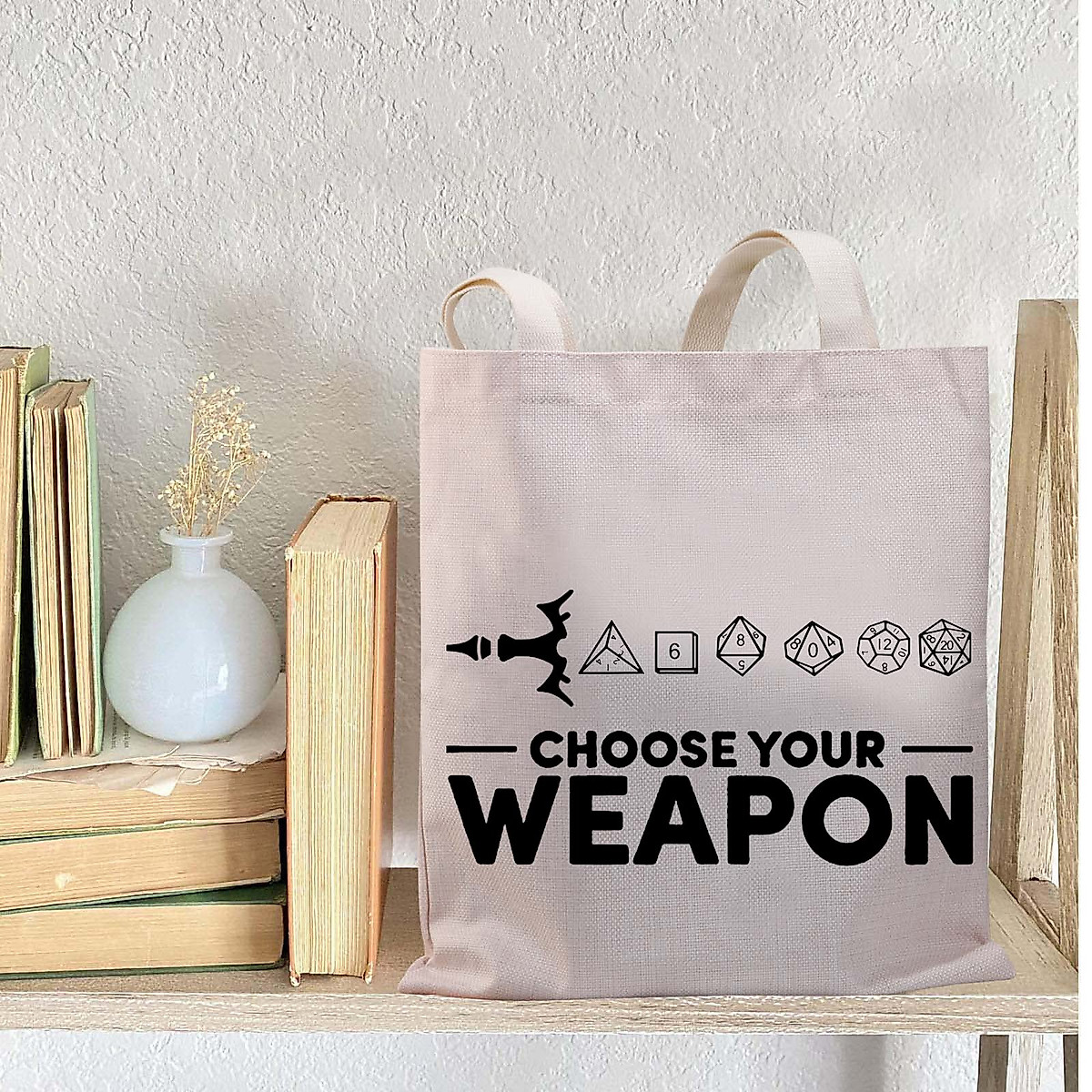 BDPWSS Choose Your Weapon DND Tote Bag Dungeons Tabletop Role Playing Gamer Gift Dragons D20 RPG Gaming Gift (Choose your dice TG)