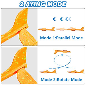 3 Pack Airplane Launcher Toy, 12.6" Foam Glider Led Plane, 2 Flight Mode Catapult Plane for Kids Outdoor Sport Flying Toys Gifts for 3 4 5 6 7 8 9 10 12 Year Old Boys Girls