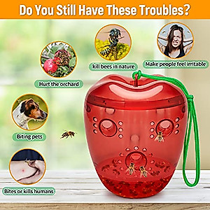 Wasp Trap,Yellow Jacket Trap Wasp Traps Outdoor Hanging,Wasp Repellent Outdoor Carpenter Bee Traps Wasp for Outside, Non-Toxic Reusable Wasp Catcher for Trapping Hornet, Bee, Insects (2 Pack Red)