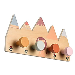 CHILDLIKE BEHAVIOR Coat Rack Wall Mount - Kids Coat Rack with Hooks Wall Mounted - Modern Coat Racks with Wood Peg Hook - Wooden Pegs Wall Mounted Hooks Hanger for Clothes, Hats, Towels and Robes