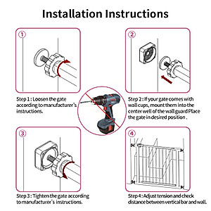 Baby Gate Wall Cups, Dog Gate Wall Protection Guard Prevent Damage from Wall Surface, Door, Wooden Stairs(4 Pack)
