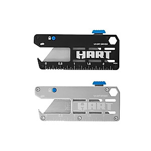 HART 2-Pack 4-IN-1 UTILITY KNIFE: RULER | BOTTLE OPENER | 1/4" DRIVER BIT HOLDER | ONE HANDED OPERATION