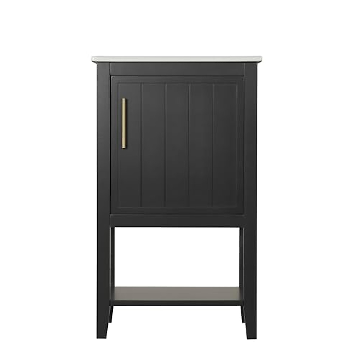 20" Bathroom Vanity Cabinet with Ceramic Sink Top Set, Freestanding, Two-Tier Storage Rack, Soft Closing Door, Black