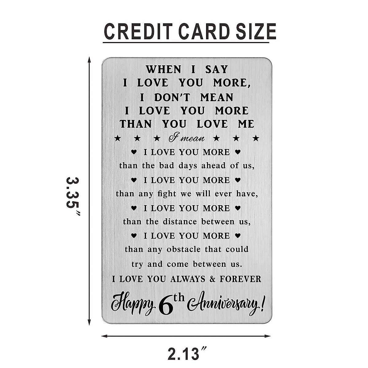 CPLJW 6 Year Anniversary Card Gifts for Her, 6th Sixth Romantic Wedding Anniversary Wallet Card Gifts