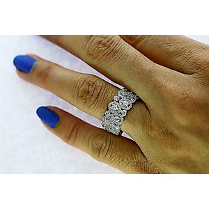 2 8/9 Ct Pear & Round Shape White Cubic Zirconia Tear Drop Design Eternity Wedding Engagement Band Ring In 14K White Gold Plated 925 Sterling Silver (2.90 Cttw) Ring Size - 6.5