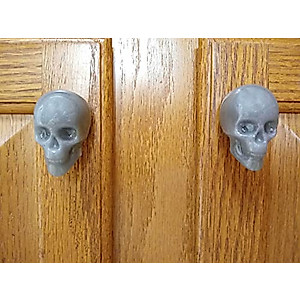 Sterling Silver Skull Door Knobs Drawer Knobs (Set of 2)