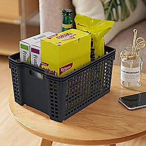 Vababa 6-Pack Gray Plastic Stackable Storage Baskets/Storage Bins