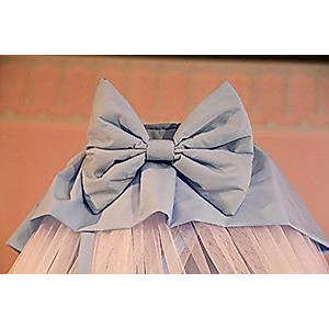 RuiHome Dome Style Hanging Baby Mosquito Net Nursery Bed Canopy with Blue Bowknot Decor, Netting with Holder Stand