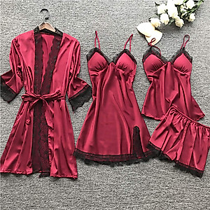Women Pajama Satin Sets Satin Pillowcase Women Nightgown with Pockets