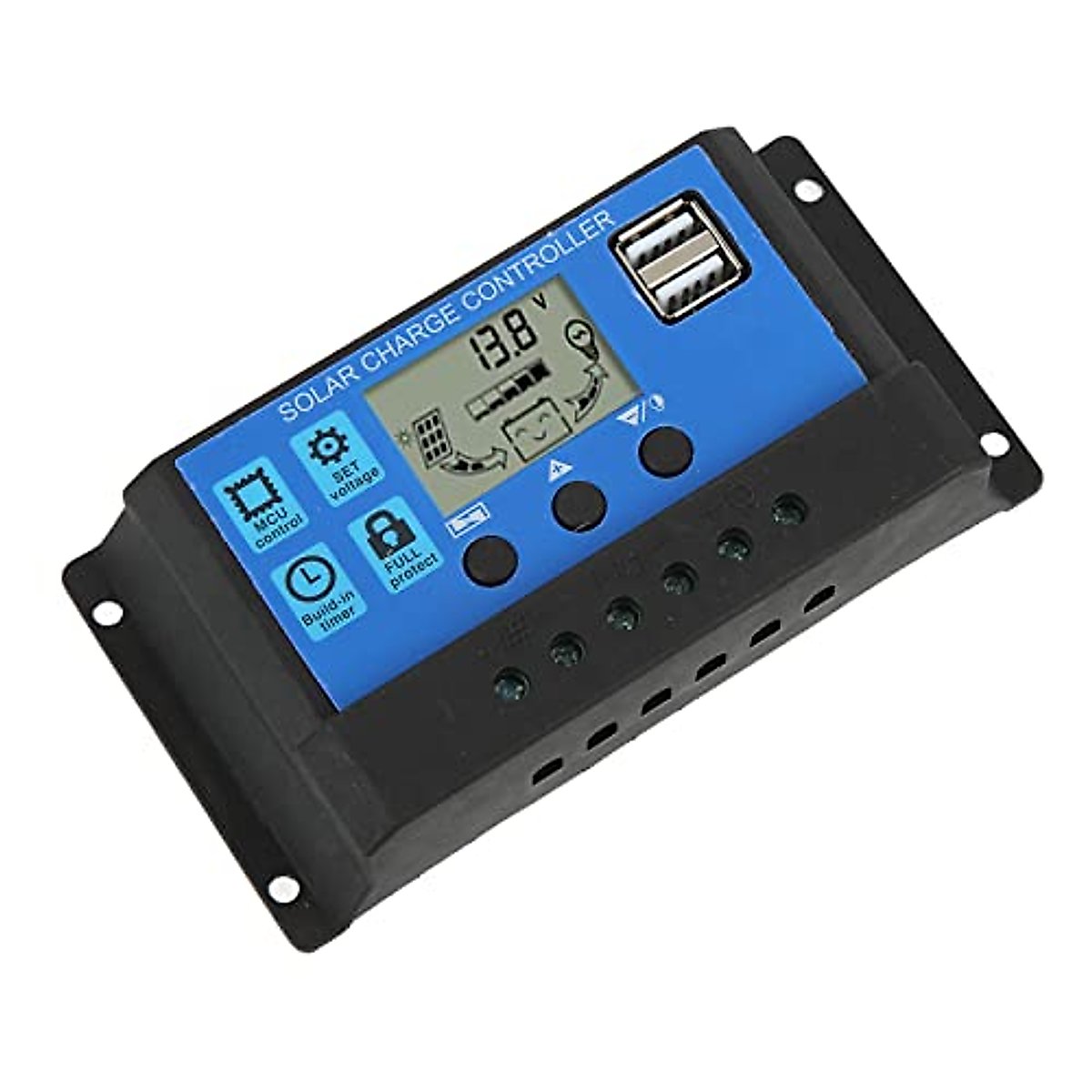 30A Solar Panel Controller, 3 Level PWM Control Charging LCD Display Efficient Multi Protections Solar Charge Regulator Universal for 12V/24V Solar Panels