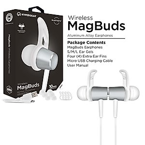 HyperGear MagBuds Wireless Stereo Sound Earphones. Sweatproof with Hands-free Microphone & Maximum Noise Isolation For Any Bluetooth Enabled Device