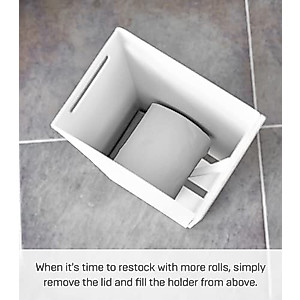 YAMAZAKI Home Dispenser-Bathroom Storage Holder Stand | Steel + Wood | Tall | Toilet Paper Stocker, Ash