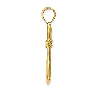IceCarats 14K Yellow Gold Whale Tail Fish Mermaid Hook Necklace Charm Pendant 33mm x 15mm Only