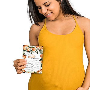 Little Cutie Baby Shower Invites / 25 Baby Shower Invitation Cards With White Envelopes / 5" x 7" Citrus Clementine Fruit New Baby Party Invitations/Fill In Gender Neutral Invite Cards