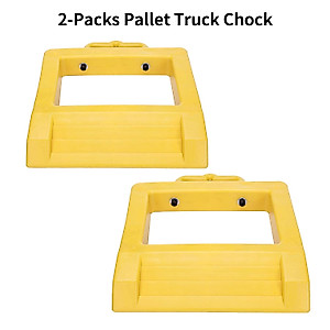 Homeon Wheels Pallet Truck Chock Heavy Duty Pallet Jack Stopper 14.2" Length x 11.6" Width x 2" Height 2 Pack(Yellow)